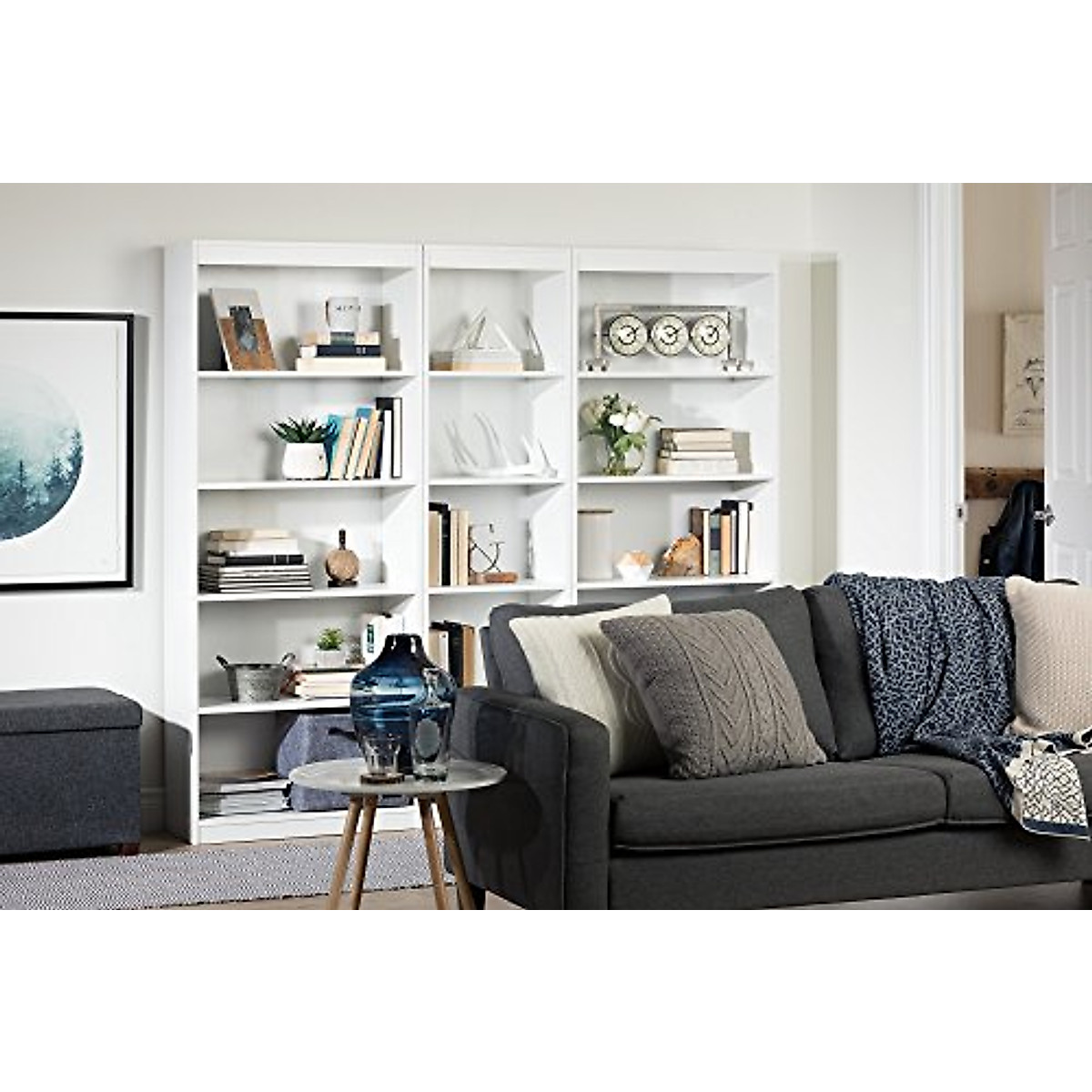 South Shore Axess 5-Shelf Narrow Bookcase, Pure White