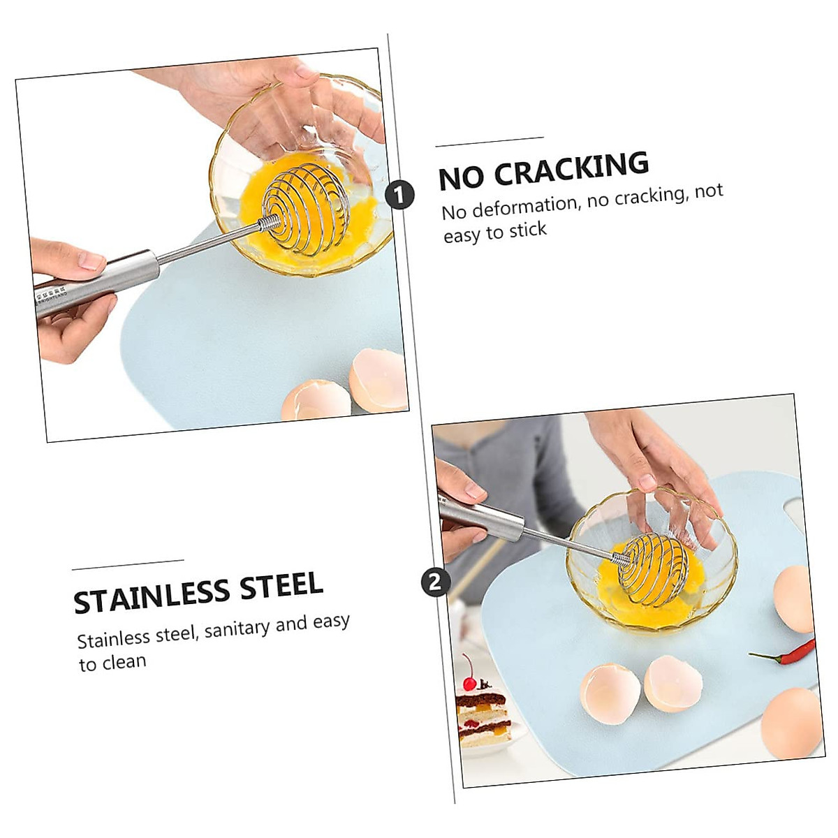 SHOWERORO Stainless Steel Beater Whisk Hand-held for Cooking Whisk for Sauce Beverage Non Design