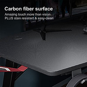 GoBoMoM Gaming Desk Computer Desk 55 Inch, with Carbon Fiber Surface and Big Mouse Pad for Home Office Desk, Table Workstation, Student PC Desk, Writing Desk, Large Gamer Work Desk