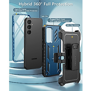 FNTCASE for Samsung Galaxy A54 5G Case: Military Grade Drop Proof Protection Cover with Kickstand & Belt-Clip Matte Textured Rugged Shockproof TPU Cell Phone Protective Case for Galaxy A54 2023 (Blue)