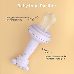 Giant Cabbage Baby Food Fruit Feeder, Silicone Baby Spoons Self Feeding 6 Months, Teething Toys for Babies 6-12 Months, Baby Feeding Supplies Toddler Utensil Teething Pacifier (Purple Yellow Blue)