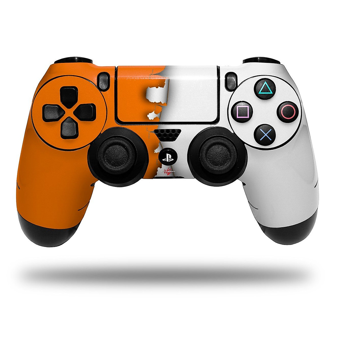 WraptorSkinz Skin Compatible with Sony PS4 Dualshock Controller PlayStation 4 Original Slim and Pro Ripped Colors Orange White (Controller NOT Included)