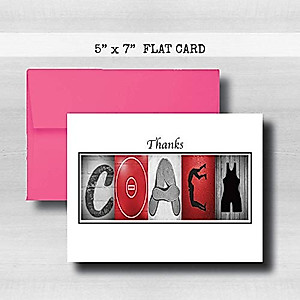 Personalized Wrestling Red Coach Thank You Card, 5"x 7" FLAT CARD, Greeting Cards