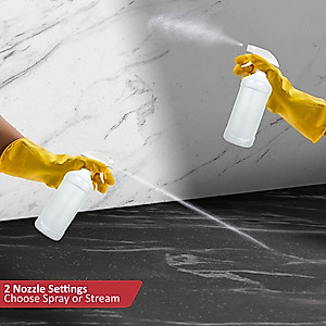 SPRAYZ Large 16oz Spray Bottles For Cleaning and Gardening, Plants, Water, Durable Trigger Sprayer, Refillable, Natural HDPE Plastic Bottle (2-Pack)