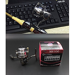 Outop Mini Ultra Smooth Lightweight Powerful Collapsible Handle Fishing Spinning Reel Black