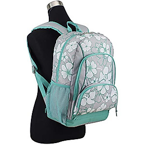 Eastsport Laptop Backpack, Multipurpose Casual Daypack, Triple Compartments Bookbag for College, Hiking, Work, 18 Inches, Blue Flowers