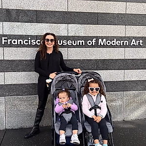 Mompush Lithe Double Ultralight Stroller, Lightweight Side by Side Stroller, Two Large Seats with Individual Recline, Easy Fold