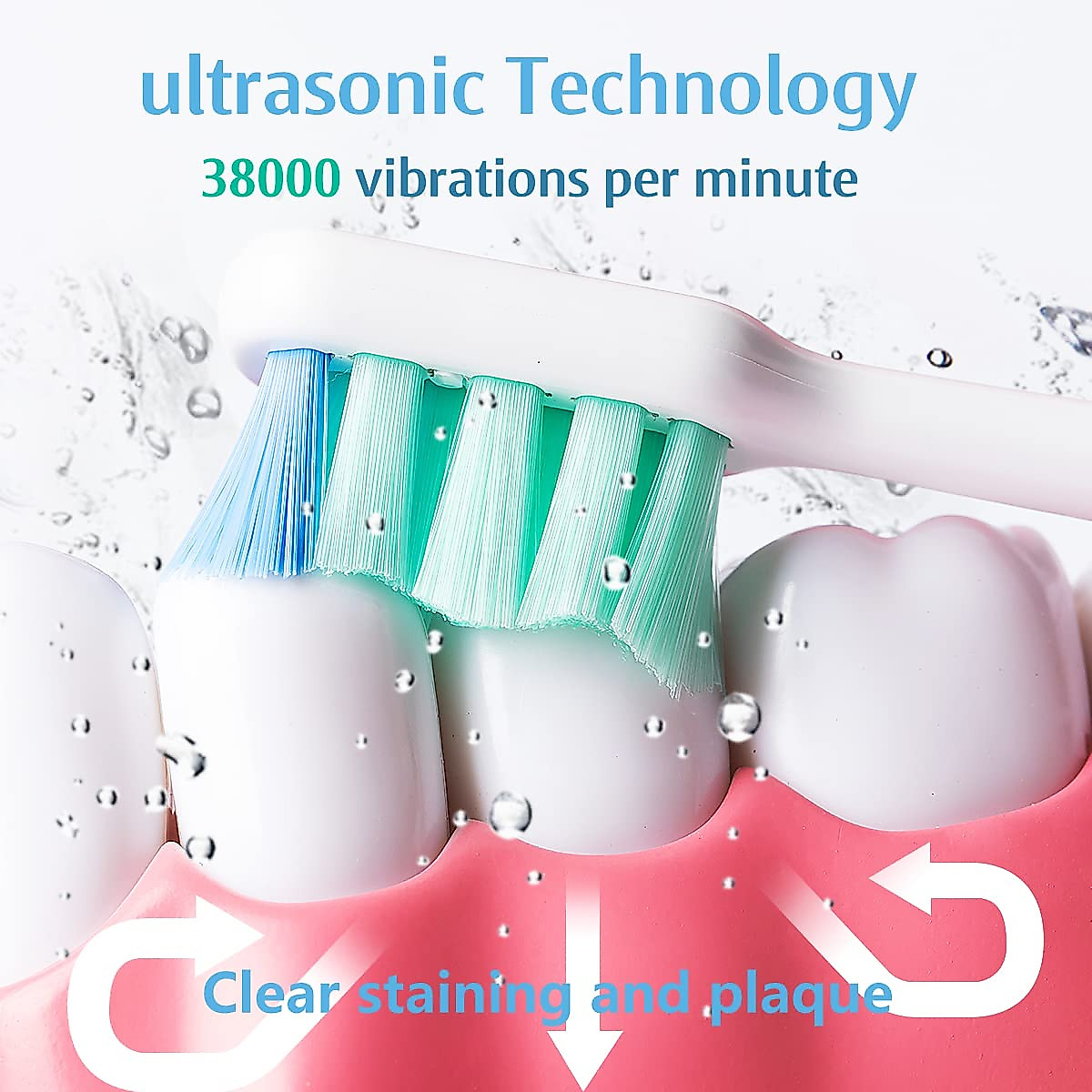 VMICRO Sonic Electric Toothbrush for Adults - Rechargeable Whitening Toothbrush with 4 Brush Heads,5 Modes, Smart Timer (White)