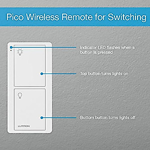 Lutron 2-Button Pico Smart Remote Control for Caséta Smart Switch, PJ2-2B-GIV-L01, Ivory