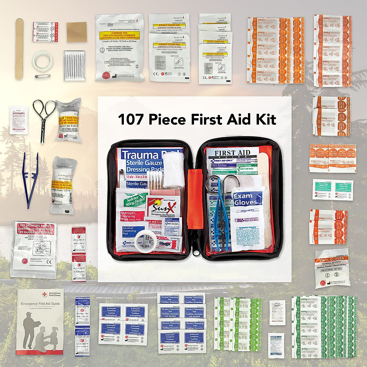 Ready America 70380 72 Hour Emergency Kit, 4-Person, 3-Day Backpack, Includes First Aid Kit, Survival Blanket, Emergency Food Portable Disaster Preparedness Go-Bag for Earthquake, Fire, Flood