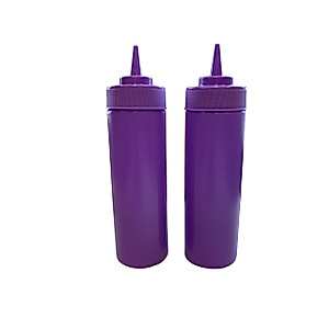 bark and lindy Purple BPA Free Squeeze Bottle Food Prep Plastic Condiment 12 oz for Hot Sauces Condiments Dressings (2)