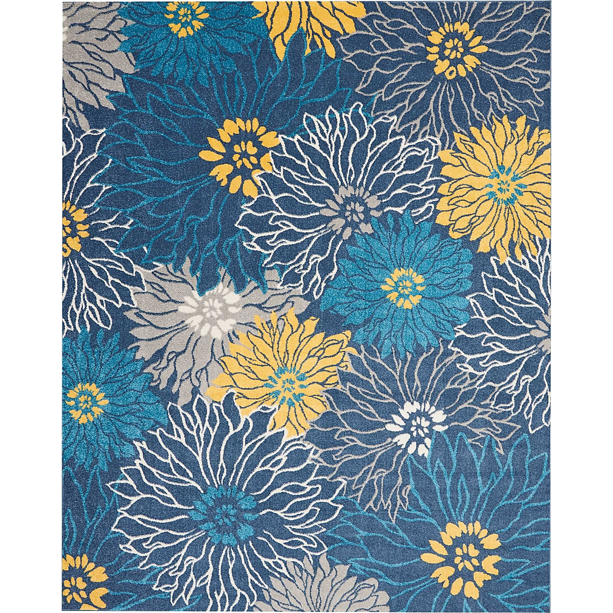 Nourison Passion Blue 8' x 10' Area-Rug, Floral, Farmhouse, Easy-Cleaning, Non Shedding, Bed Room, Living Room, Dining Room, Kitchen (8x10)