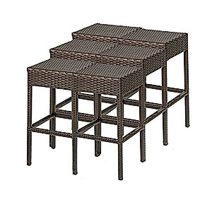 BOWERY HILL Backless Outdoor Wicker Bar Stools in Espresso (Set of 6)