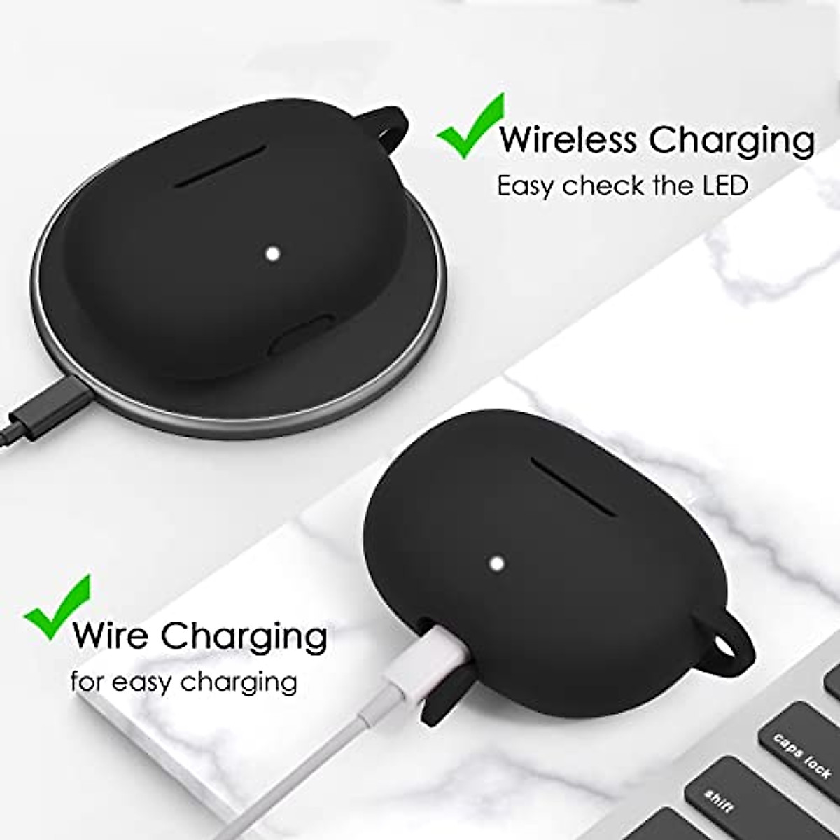 Filoto Case for Beats Studio Buds 2021, Silicone Wireless Earbuds Case Cover with Bracelet Keychain for Women Girls (Black)