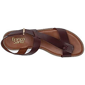 Franco Sarto Womens Glenni Ankle Strap Flat Sandals, Dark Brown, 8.5