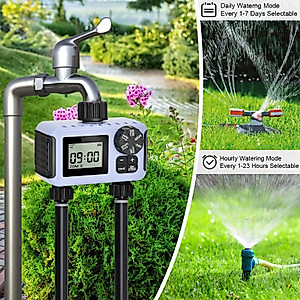 Sprinkler Timer 2 Outlet, Programmable Water Timer for Garden Hose, Rain Delay/Manual/Automatic System, Waterproof Digital Irrigation Timer System for Yard Outdoor Watering, Lawns and Pool