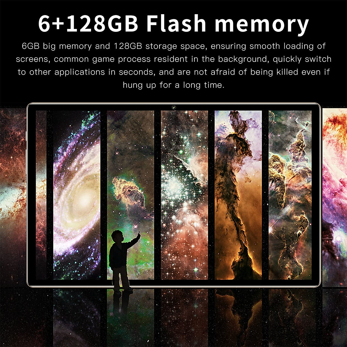 10.1 Inch Tablet for Android11, 4G Network Phone Call, 5G 2.4G WiFi Tablet PC, Octa Core 6G RAM 128G ROM, 8000mAh Battery, with Dual SIM Card Slot, Gifts for Kids (Gold)