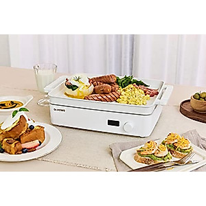 Dr.HOWS Doran Doran 3 in 1 Electric Skillet, Combo Multi Cooker, Rectangle Hot Pot Fryer Pan Griddle and Grill with Safe Nonstick Coating, Steady Heat, Glass Lid (yellow)