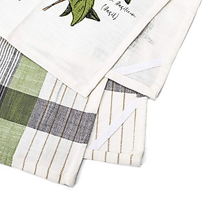 Design Imports Moss Green Plaid Herb 28 x 18 Cotton Decorative Hanging Dishtowel Set 2