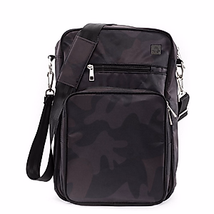 JuJuBe Helix Multi-Functional Crossbody Messenger/Diaper Dad Bag, Onyx Collection - Black Ops