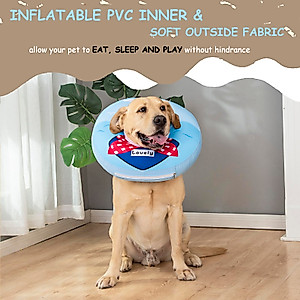 Inflatable Dog Cone Collar,Waterproof Soft Dog Donut Cone for Large Medium Small Dogs Cats, Recovery Dog E-Collar Alternatives After Surgery (Tie Red, X-Large)