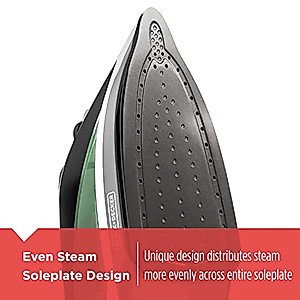 BLACK+DECKER Vitessa Advanced Steam Iron, ICR2020, Even Steam Nonstick Soleplate, Auto Shutoff, Tangle-Free Retractabel Cord, Green