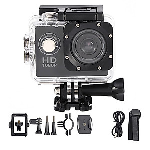 Action Camera 12MP Waterproof 30m Outdoor Sports Video Camera 1080P Full LCD Mini Camcorder with 900mAh Rechargeable Batteries and Mounting Accessories Kits(Black,)
