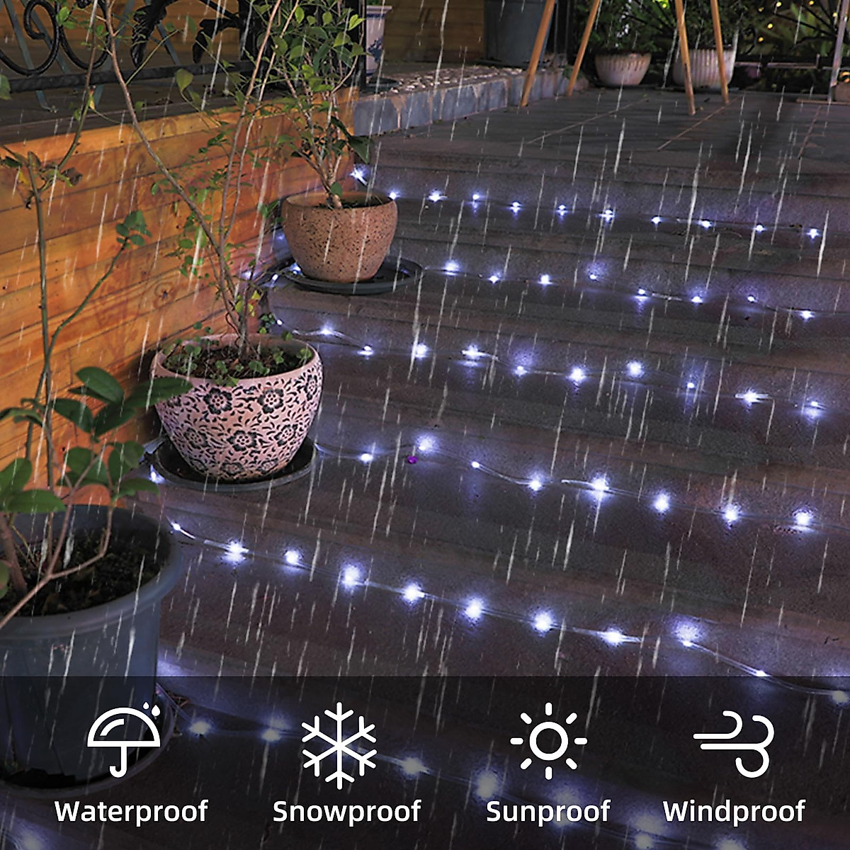 IJG 2 Pack Solar Rope Lights Outdoor Lights, 8 Modes and Timer Clear Tube Each 33ft 100 LED Fairy String Lights for Garden Yard Porch Tree Pool Patio Christmas Home Decoration Light