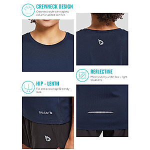 BALEAF Women's Short Sleeve Running Workout Shirts Athletic Tops Lightweight Quick Dry Training Yoga Crewneck Navy L