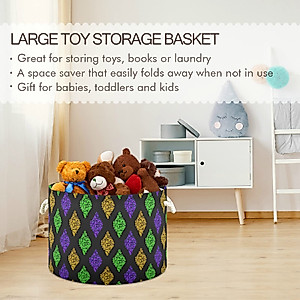 xigua Large Storage Basket Cotton Rope Basket Mardi Gras Geometric Baby Laundry Basket for Blankets Toys Storage Basket Laundry Hamper