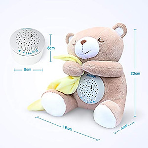 Apunol Baby Sleep Soother, White Noise Sound Machine Projector Night Light, Portable Stuffed Teddy Baby Gifts Bear Toy with 18 Soothing Sounds, Auto-Off Timer, Cry Sensor for Kids