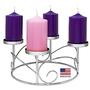 Title: Advent Candles Set of 4 – Made in the USA None Drip Advent Pillar Candles – Unscented Purple & Pink Advent Candles for Church and Home Advent Décor decoration Advent Wreaths Rings Candle Holder