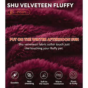 DAVID ARCHY Men's Soft Plush Fleece Robe Full Length Hooded Long Bathrobe for Men with Hood (L, Red- Shu Velveteen)