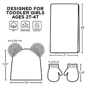 Disney Little Girls Toddler Winter, Scarf 2-4 Or Minnie Mouse Hat,Scarves & Kids Gloves 4-7, Black/Pink-Mittens Set, 2-4T