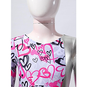 Hansber Metallic Biketard for Kids Girls Long Sleeve U Neck Shorty Leotard Gymnastics Tumebling Top Pink 12 Years