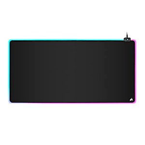 Corsair MM700 RGB Extended 3XL Cloth Gaming Mouse Pad/Desk Mat - Massive 1,220mm x 610mm (48” x 24”) Cloth Surface, 360° Three-Zone RGB Lighting, Two USB Ports - Black