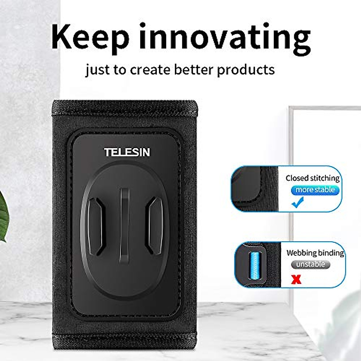 TELESIN Bag Backpack Shoulder Strap Mount with Adjustable Shoulder Pad and J Hook, Strap Holder Attachment System for GoPro Hero 11 10 9 8 7 6 5, Session, DJI Osmo Action, Insta360 Accessories