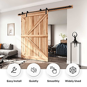 EaseLife 8 FT Bypass Double Sliding Barn Door Hardware Kit,Single Track,Heavy Duty,Slide Smoothly Quietly,Easy Install (8FT Track Kit for Double 53" Wide Door)