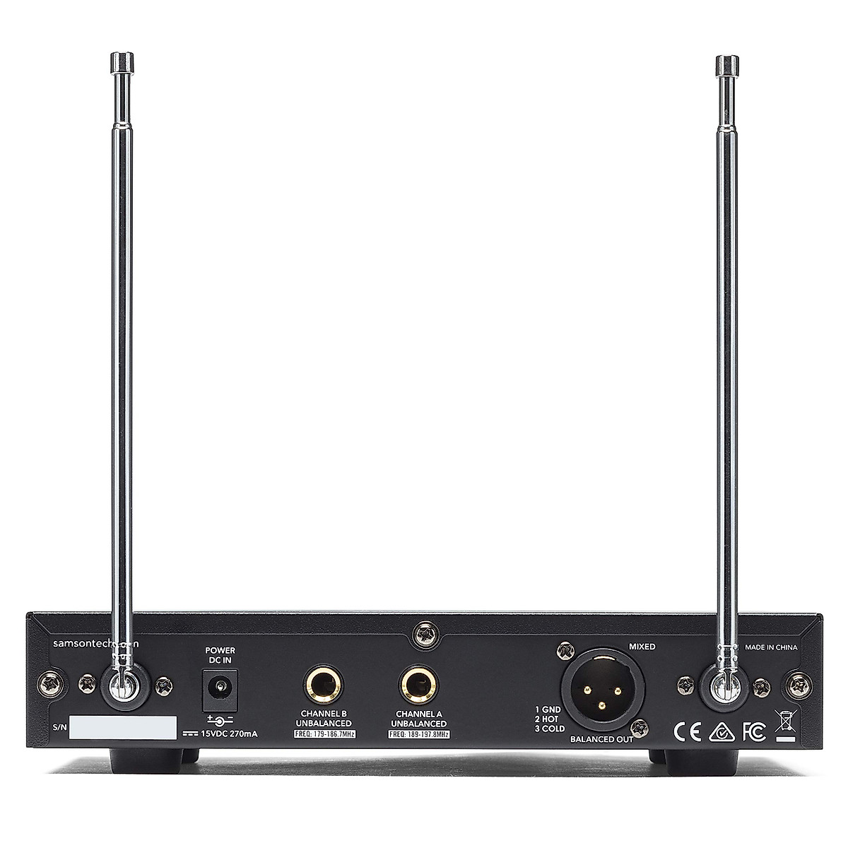 Samson Stage 212 Dual Vocal VHF Frequency Agile Wireless System (2) Q6 Dynamic Mics