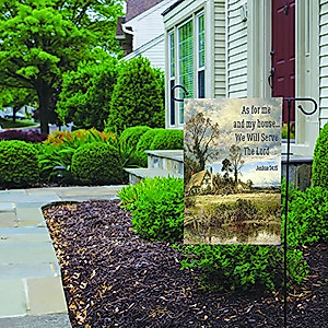 Double Sided Religious Garden Flag - As For Me And My House - We Will Serve The Lord - Inspirational Bible Verse Joshua 24:15 - Decorative Outdoor Christian Faith Flags - Yard Decor by Jolly Jon