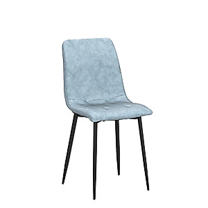 Btrpily 4 Set of Dining Chairs, Metal Frame Dining Chair for Kitchen Room,Technology Cloth Seat Chair for Living Room, Bedroom(Light Blue)