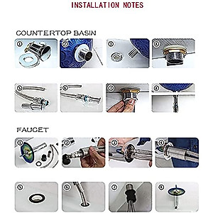 YOtat Tempered Glass Sink, Hotel Sink, Bath om Toilet Basin, Household Hotel Kitchen Accessories (A)