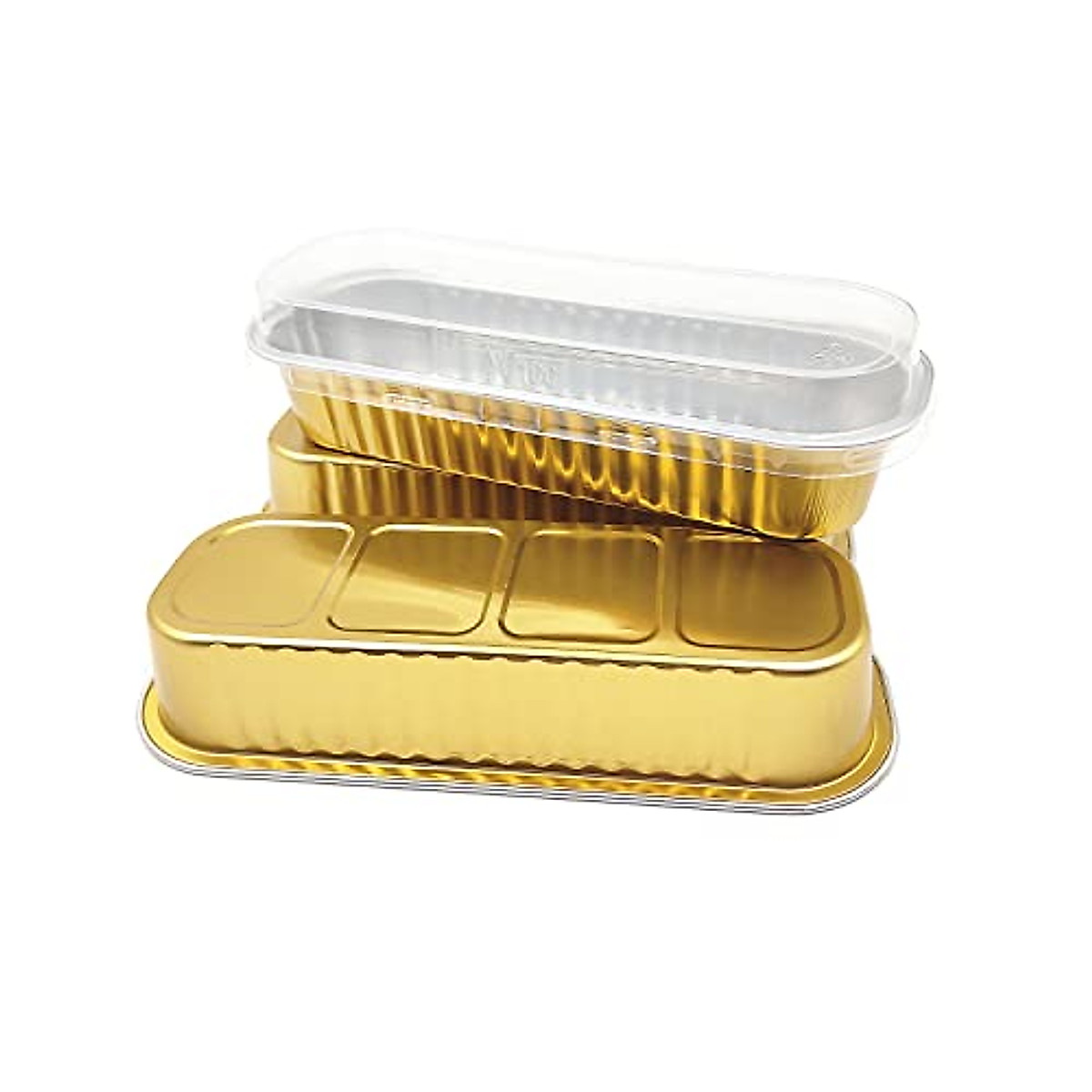 Frcctre 50 Pack Mini Loaf Pan with Lid, 6.8 OZ Disposable Aluminum Foil Baking Pan Bread Tins Baking Cups Muffin Tins Cupcake Cups for Baking Cakes Bread Loaf Brownie