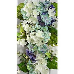 VGIA 36 inches silk hydrangea flowers teardrop garland for wedding party home garden, wedding arch garden wall decoration, home decoration - blue