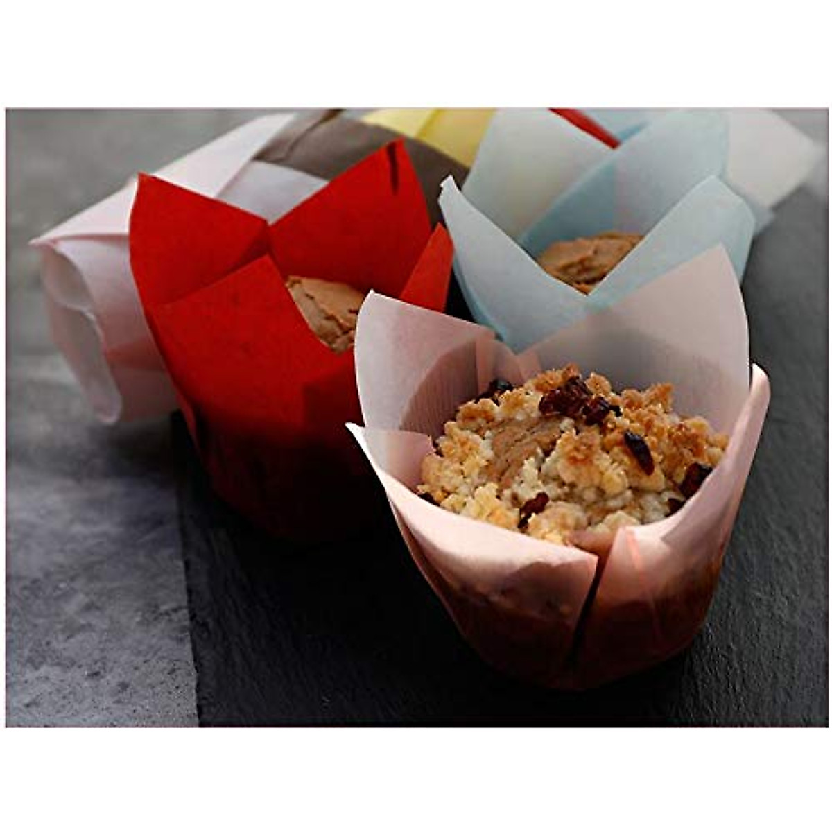 200 PCS Tulip Cupcake Liner Baking Cups Paper Cupcake and Muffin Baking Cups for Baby Showers,Weddings, Birthdays, Colourful and Natural (Ten Color)