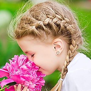 Heart Initial Stud Earrings for Girls, S925 Sterling Silver Rose Gold Plated Dainty Girls Earrings Hypoallergenic Letter A Initial Earrings for Women Girls Earrings for Girls