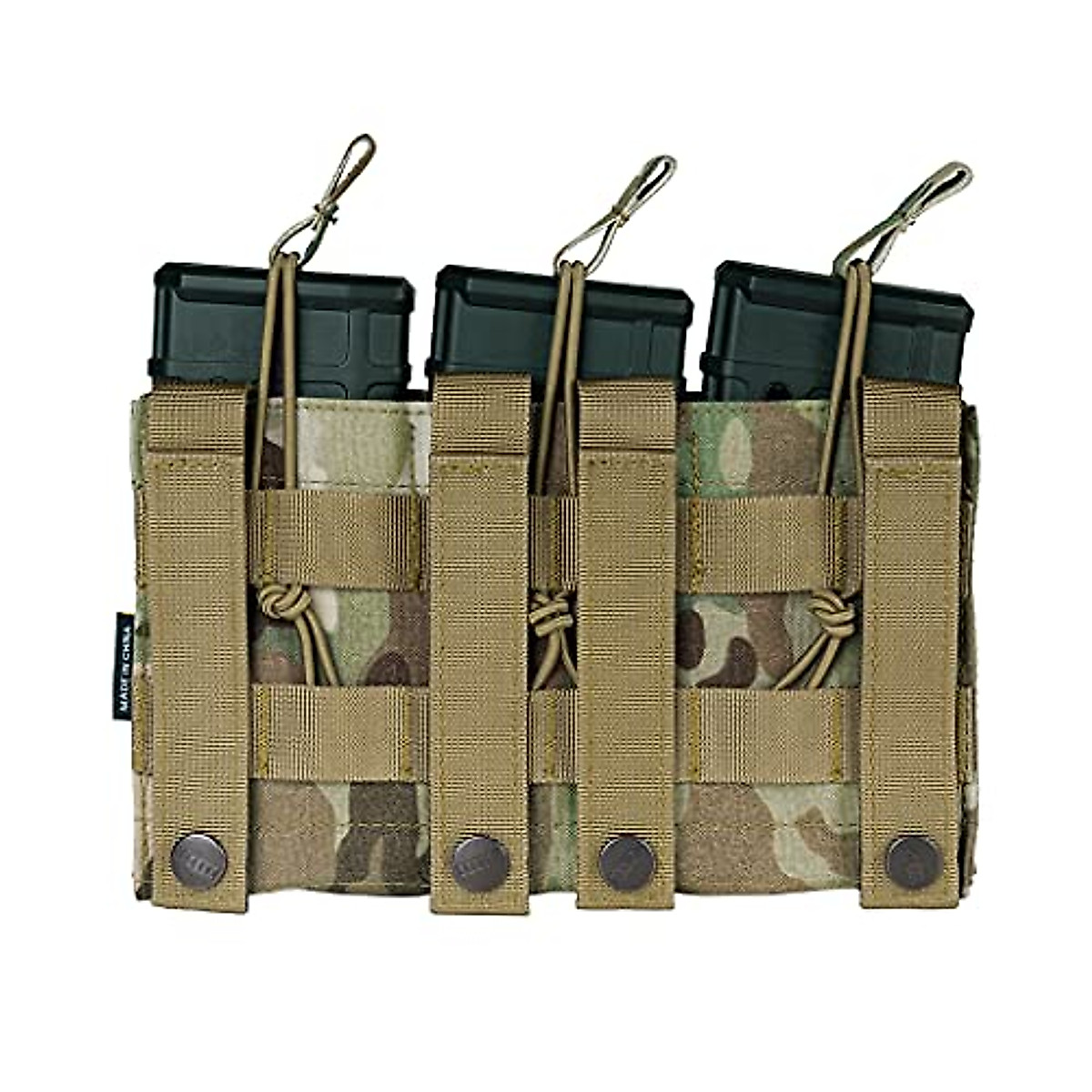 IDOGEAR Triple Mag Pouch, Open Top 5.56mm Magazine Pouch Fit for M4 M16 AR-15, Tactical Molle Mag Carrier Airsoft Hunting Military Gear (A:Multi-camo)