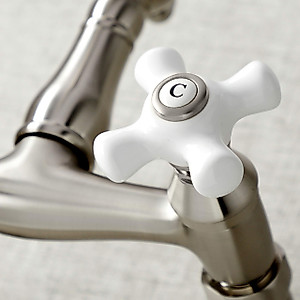 Kingston Brass KS3228PX Vintage Wall Mount Kitchen Faucet, Brushed Nickel, 8.5 x 8 x 6