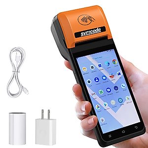 symcode POS PDA Thermal Receipt Printer,1D 2D Barcode Scanner Handheld PDA Printer Mobile POS Machine 5.5" Touch Screen 58mm Thermal Printer Android 8.1 Support 4G WiFi Bluetooth and NFC