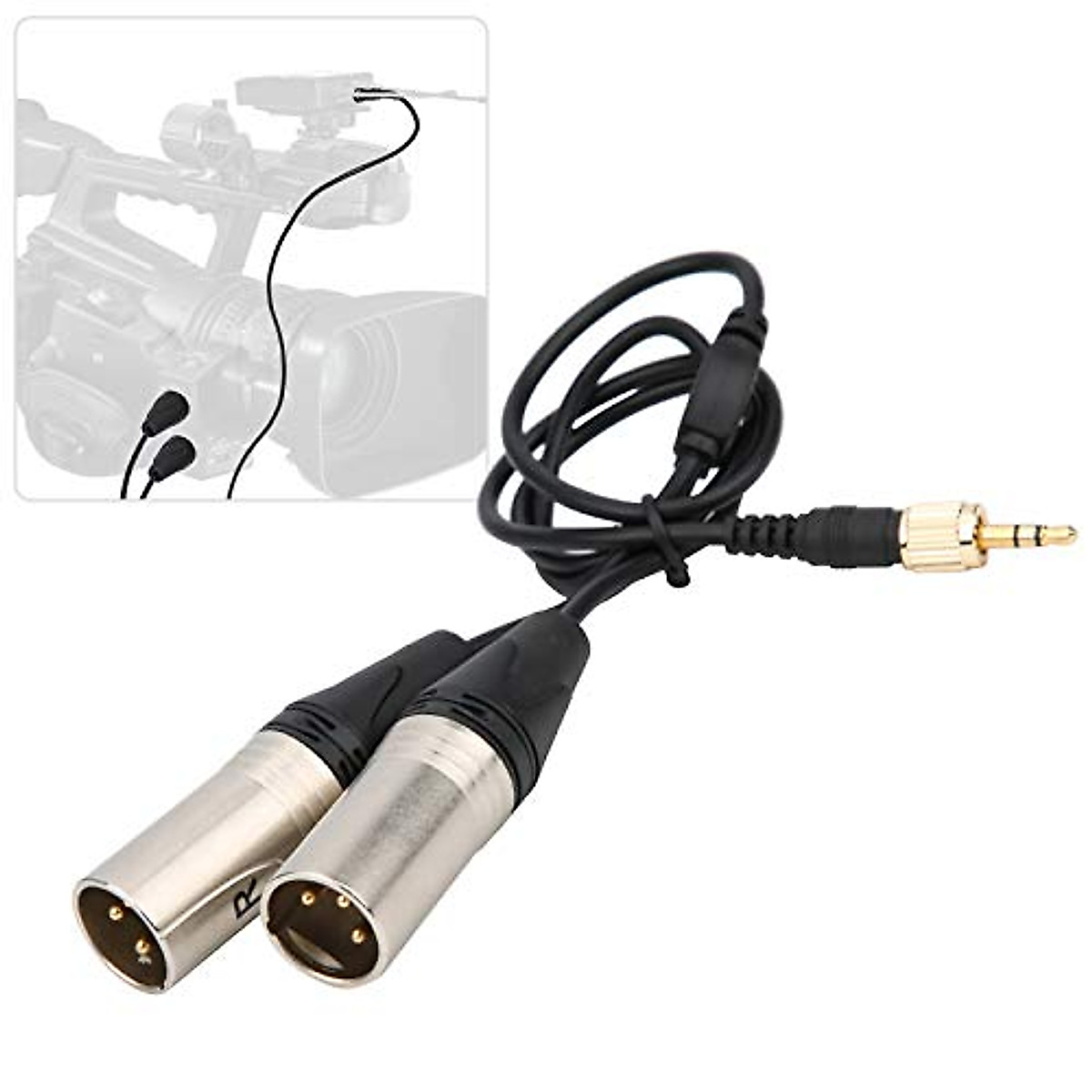 Audio Cable, 3.5mm Stereo Aux Jack Adapter Dual XLR Audio Output Cable, Universal Connecting Cable Microphone Cable, Compatible for COMICA WM200A,WM300A,WM100 PLUS